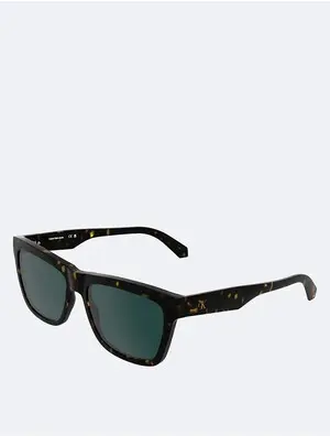 Calvin Klein Acetate Modified Rectangle Sunglasses - Dark Havana