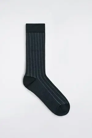 Cos Striped Cotton Blend Socks - Blue