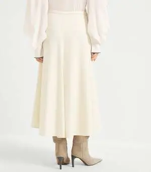 Brunello Cucinelli Virgin Wool Fluted Midi Skirt