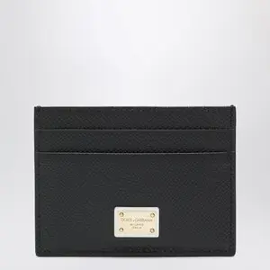 Dolce & Gabbana Leather Card Holder With Logo Plaque - Black