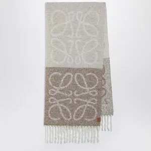 Loewe Anagram /white Scarf - Beige