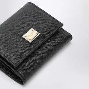 Dolce & Gabbana Dauphine Leather Wallet With Logo Plaque - Black