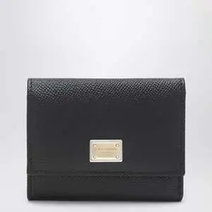 Dolce & Gabbana Dauphine Leather Wallet With Logo Plaque - Black