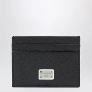 Dolce & Gabbana Dauphine Leather Card Holder With Logo Plaque - Black
