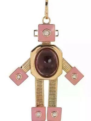 VAN ROBOT 18k Yellow Tourmaline And Diamond Robot Pendant