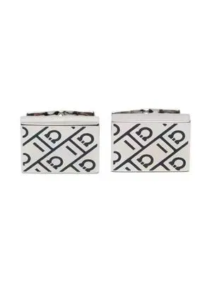 FERRAGAMO Patterned Square Cufflinks - Silver