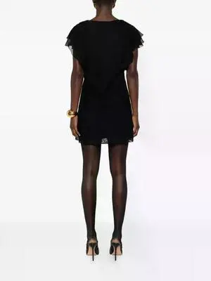 Saint Laurent Flower-brooch Mini Dress