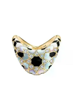 ZAHN-Z 14k Yellow Diamond And Mother-of-pearl Ring - Gold