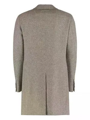 Zegna Notched Lapel Double Breasted Wool Coat - Neutrals