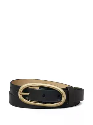 Tory Burch Pierced Buckle Leather Belt - Black