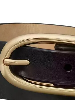Tory Burch Pierced Buckle Leather Belt - Black