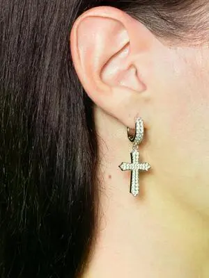 DARKAI Cross-pendant Hoop Earrings