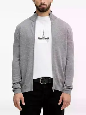 Karl Lagerfeld Zip-up Logo-embroidered Sweater