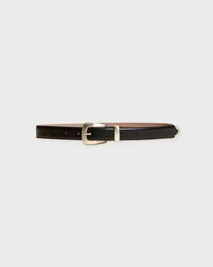 Khaite Benny Silver Buckle Belt - Black