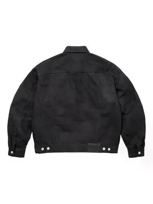 Supreme Jacquard Logos Denim Trucker Jacket - Black