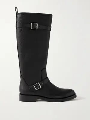 Simkhai Noah Buckled Full-grain Leather Knee Boots - Black