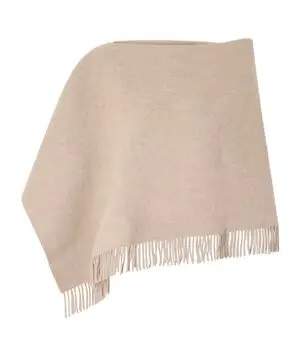 Brunello Cucinelli Fringed Wool And Cashmere-blend Poncho - Neutrals