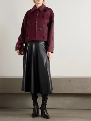 Simkhai Katya Bead-embellished Jacket - Burgundy