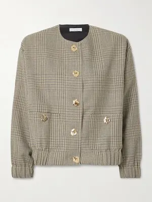 VIOLANTE NESSI Kelly Houndstooth Wool Bomber Jacket