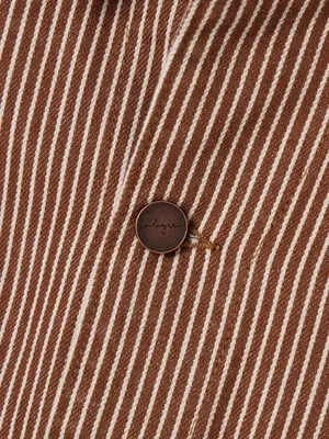 LA LIGNE Val Cropped Striped Denim Jacket - Brown