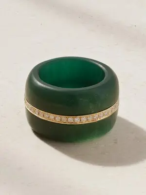BY PARIAH Pebble 14-karat Gold, Chalcedony, And Diamond Ring - Green