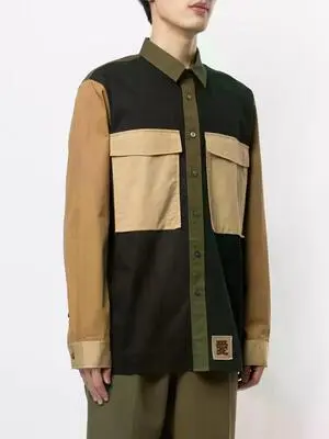 PORTS V Colour-block Logo Patch Shirt