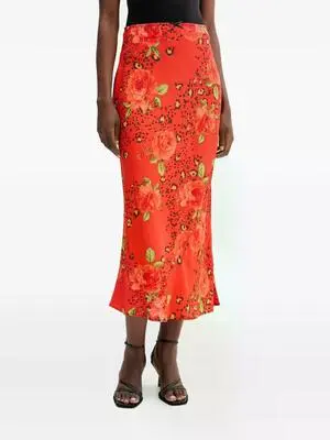 NEVER FULLY DRESSED Floral-print Midi Skirt