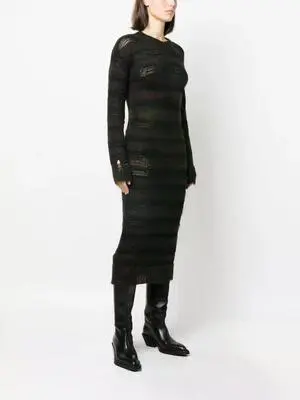 Acne Studios Striped Open-knit Midi Dress