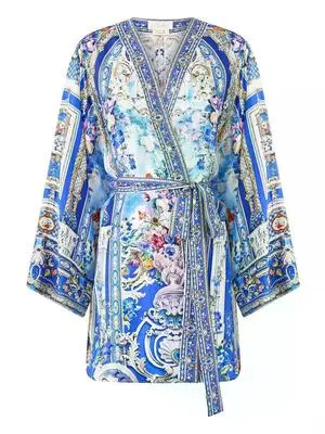 Camilla Ottoman Opulence Floral-print Kimono - Blue