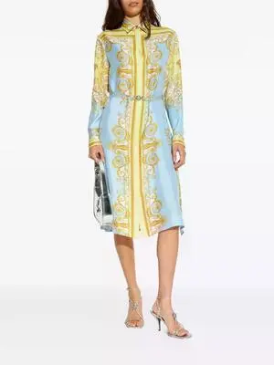Versace Medusa-buckle Printed Midi Dress