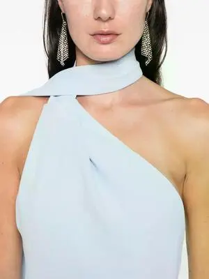 Solace London One-shoulder Drape Below-the-knee Dress - Blue