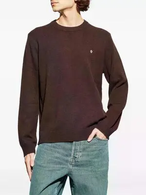 SAMSOE SAMSOE Logo-embroidered Crew-neck Sweater - Brown