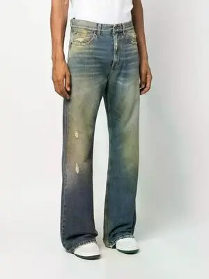 Palm Angels Ripped Straight-leg Denim Jeans
