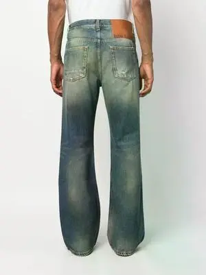 Palm Angels Ripped Straight-leg Denim Jeans