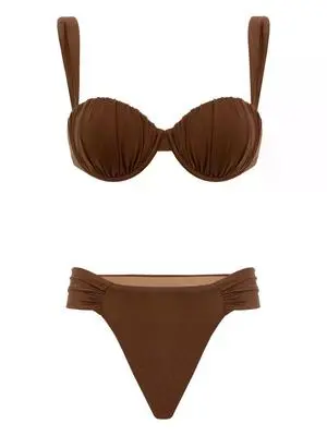 NOIRE SWIMWEAR Ruched Balconette Bikini - Brown