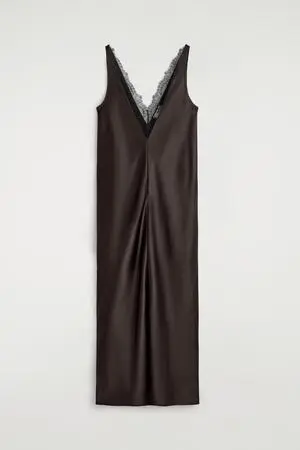 Cos Lace-trimmed Satin Slip Dress - Brown
