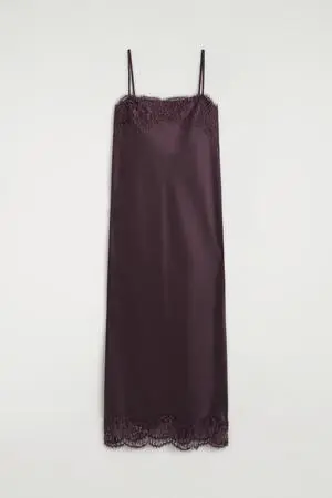 Cos Lace-trimmed Satin Slip Dress - Red