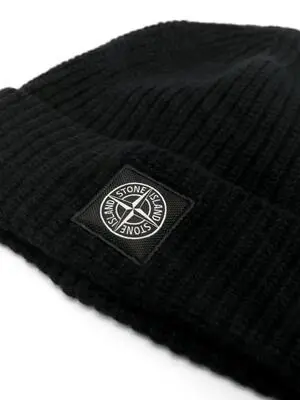 Stone Island Logo-patch Virgin Wool Beanie