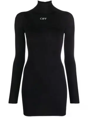Off-White Logo-embellished Ribbed Shirt Dress