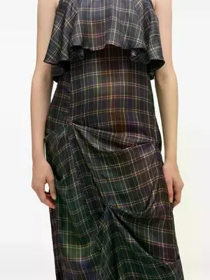 GANNI Ruffled Checked Midi Dress