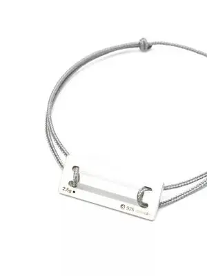 Le Gramme Cord Bracelet With Grey Bar Detail