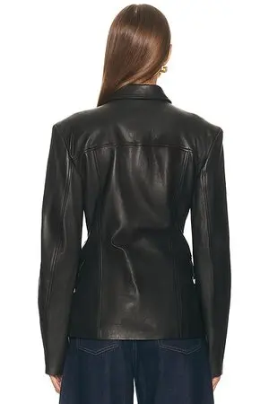 EAVES Aina Leather Cinched Jacket - Black
