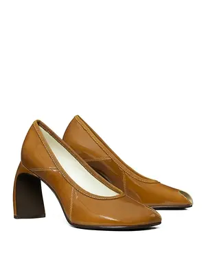 Tory Burch Peep Toe Pumps - Caramel