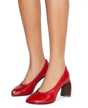 Tory Burch Peep Toe Pumps - Red Sky