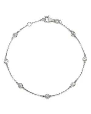 Bloomingdale'S Diamond Bezel Station Bracelet - White Gold
