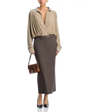 Norma Kamali Boyfriend Shirt Bodysuit - Elm