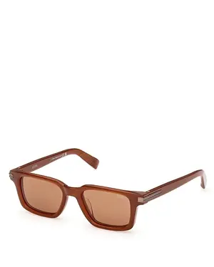 Zegna Rectangular Sunglasses, 50mm - Light Brown/brown
