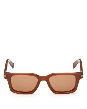 Zegna Rectangular Sunglasses, 50mm