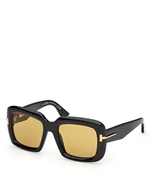 TOM FORD Square Sunglasses, 53mm - Black/brown