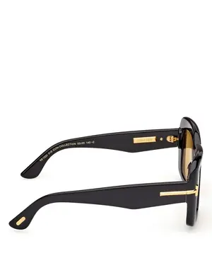 TOM FORD Square Sunglasses, 53mm - Black/brown
